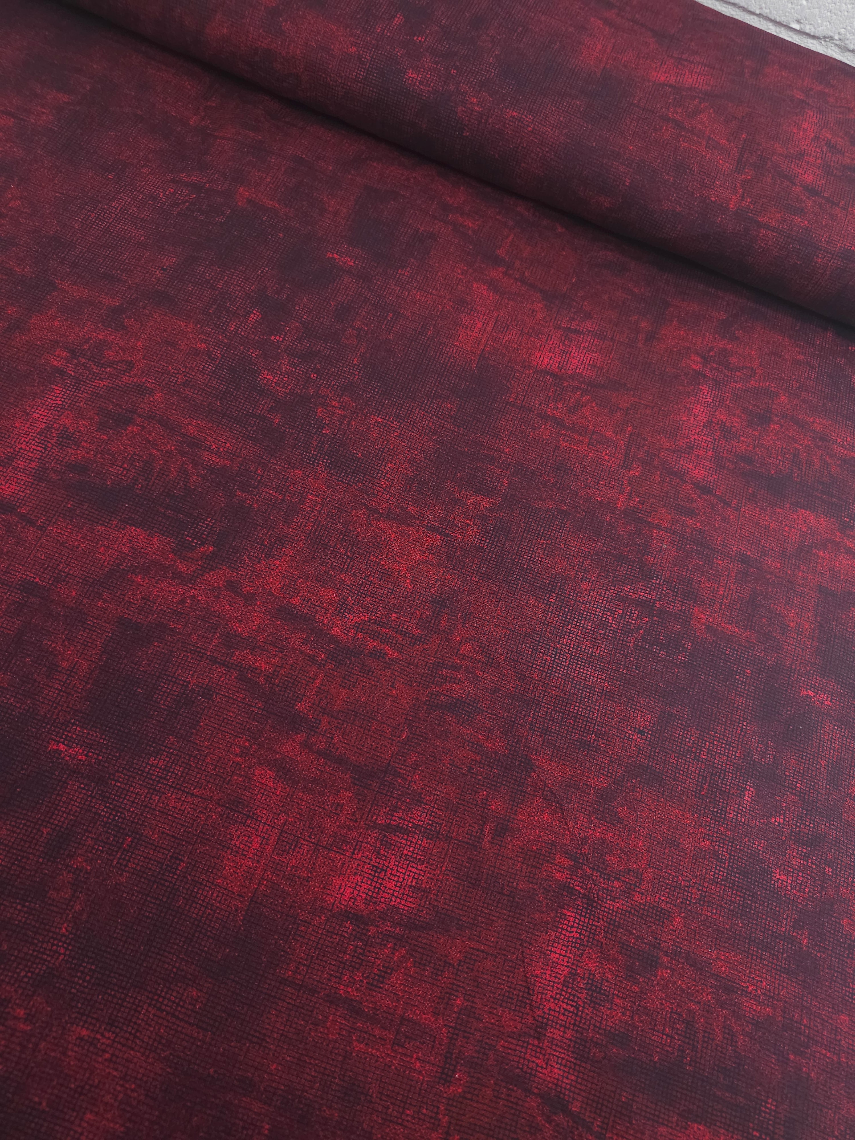 Deep Red Smudge Grid 100% Cotton 106" - Robert Kaufman *EXTRA WIDE ...