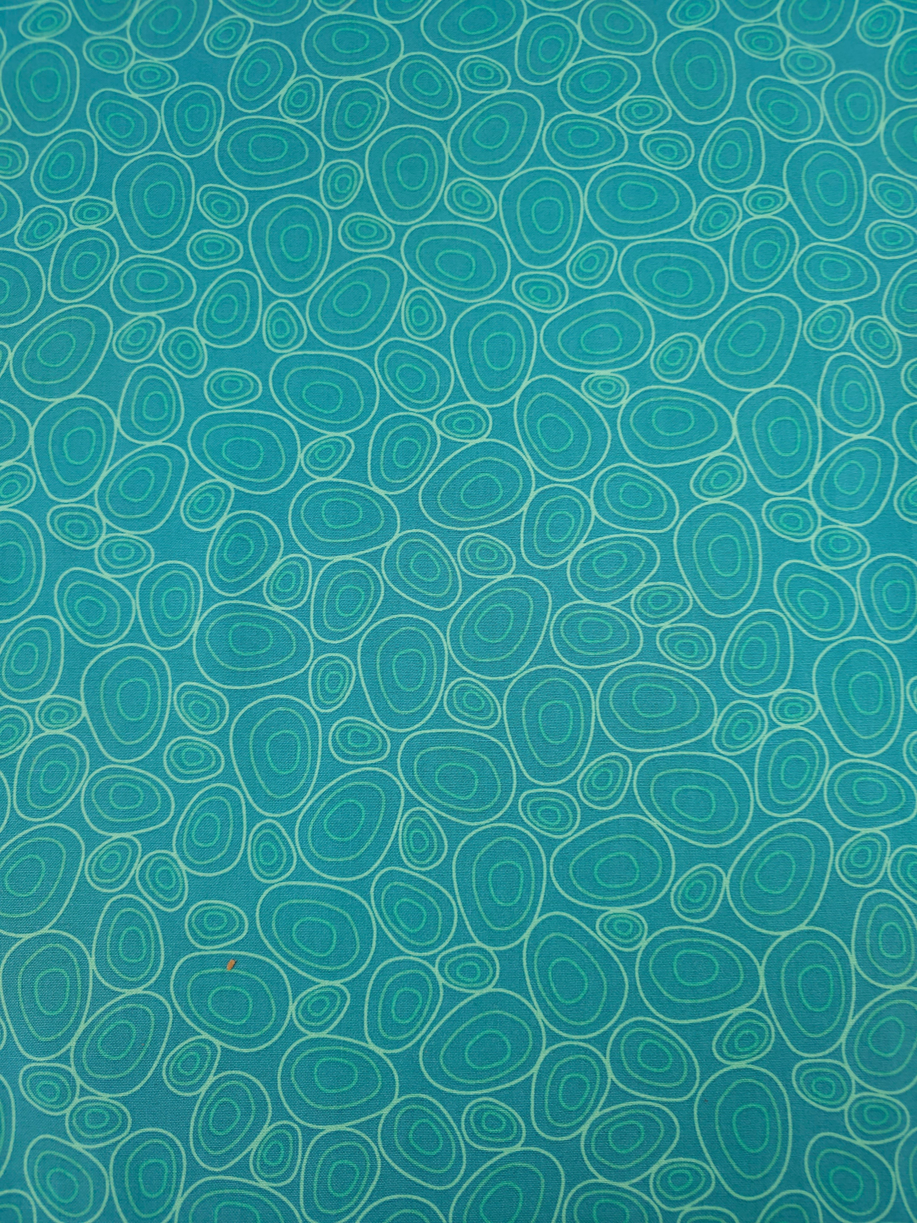 Washed Teal Abstract Pebble Doodle 100% Cotton - Benartex – Rainbow Fabrics