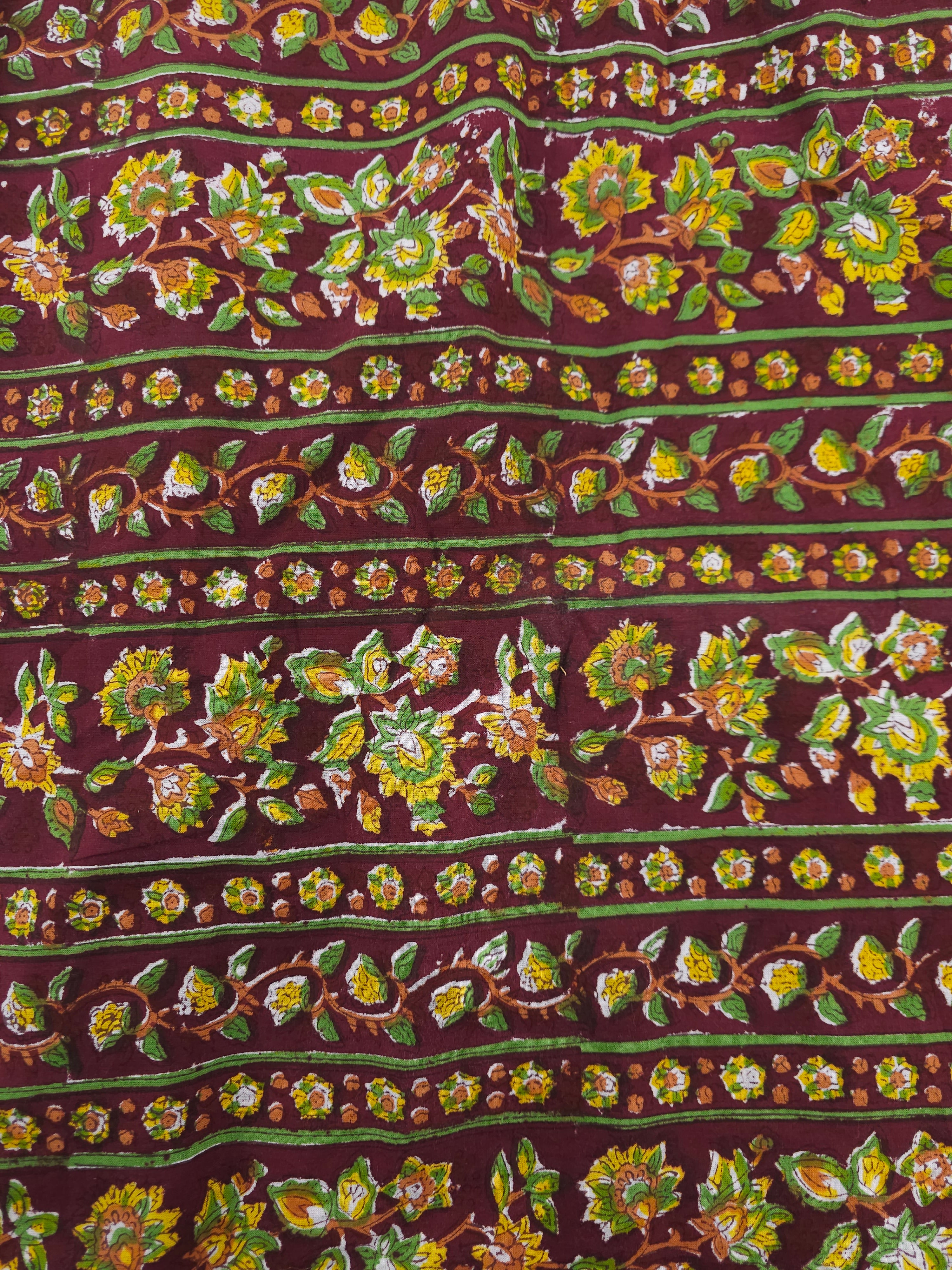 Sanganeri Spice Floral Block Print Cotton - 1.6m Piece – Rainbow Fabrics